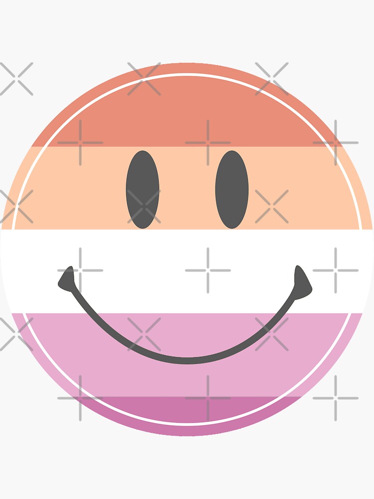 "Lesbian Pride Pride 70s Hippie Retro Smiley Emoji Face" Sticker for ...