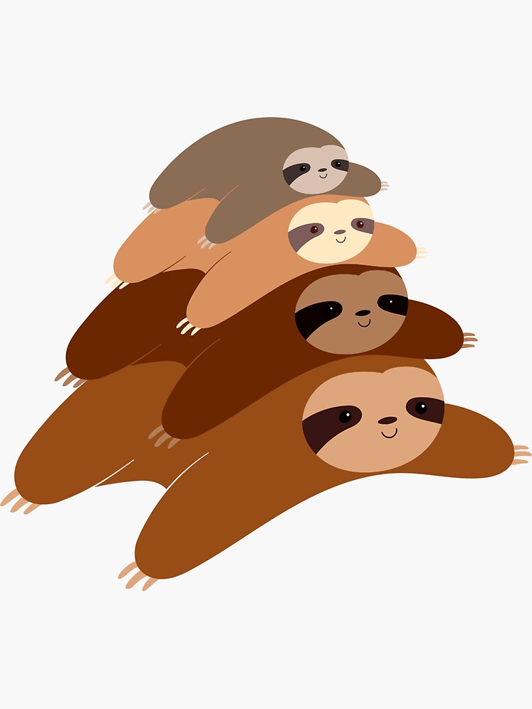 "Sloth Stack" Sticker for Sale by ColourTrials | Redbubble