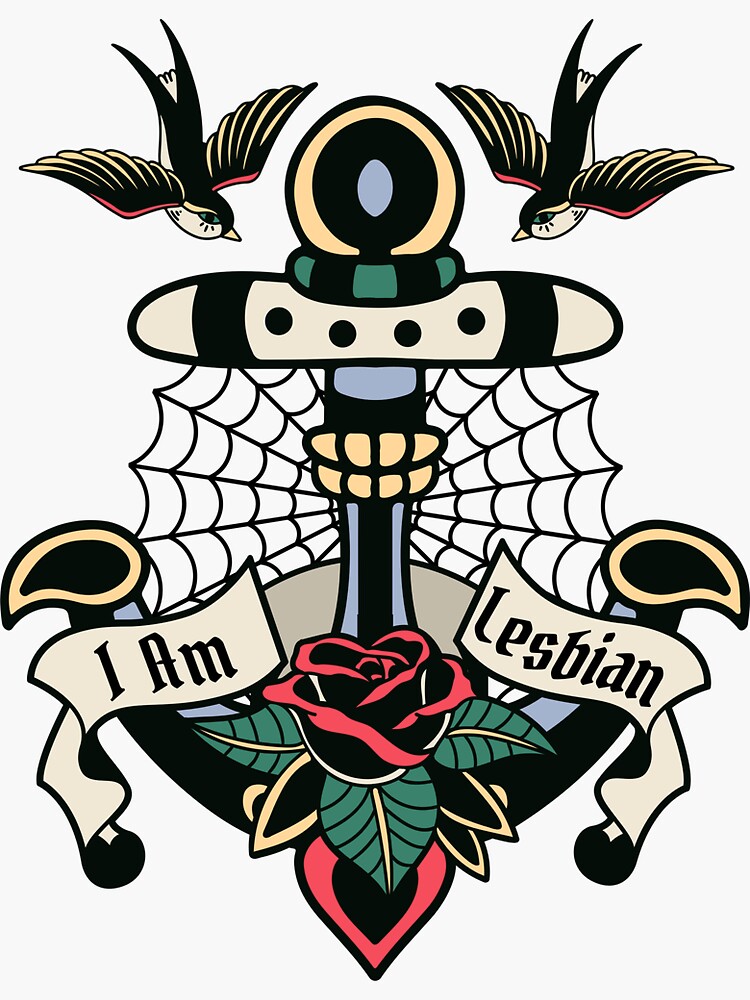 "I Am Lesbian in an old school tattoo design." Sticker for Sale by ...