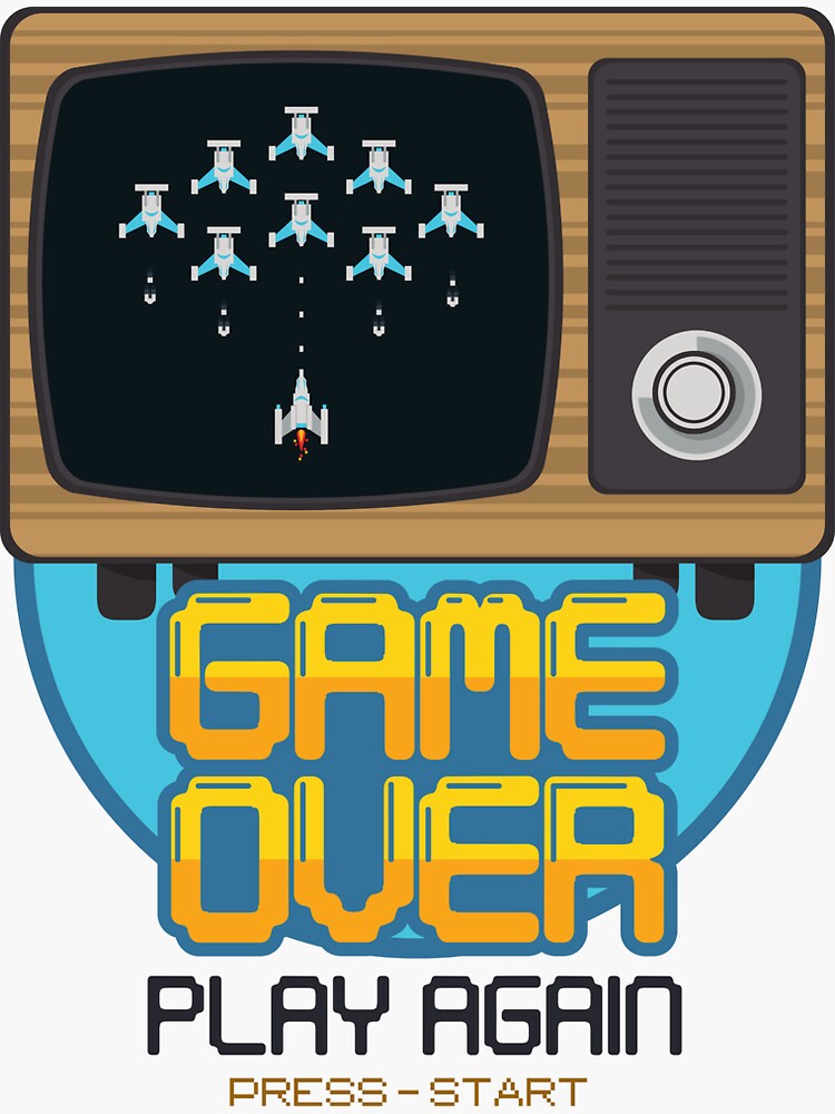 "Game over retro gamer design" Sticker for Sale by itsbeunique | Redbubble