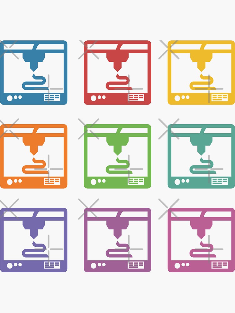 "3D Printer Cute Adorable Engineer Fun Icon Sticker Pack" Sticker for ...
