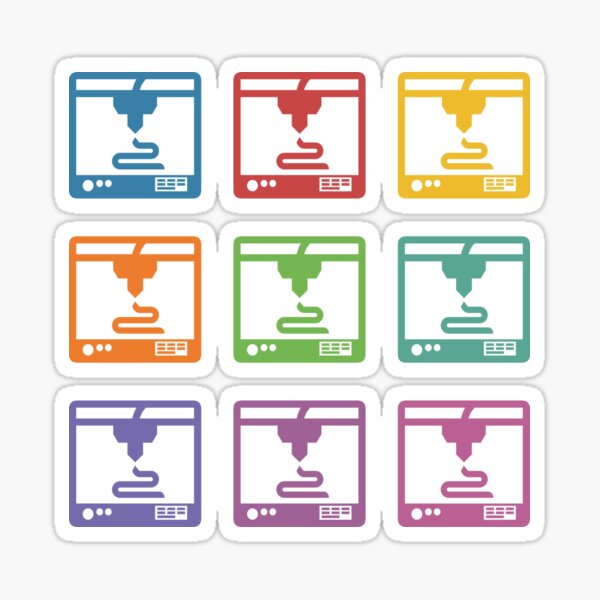 "3D Printer Cute Adorable Engineer Fun Icon Sticker Pack" Sticker for ...
