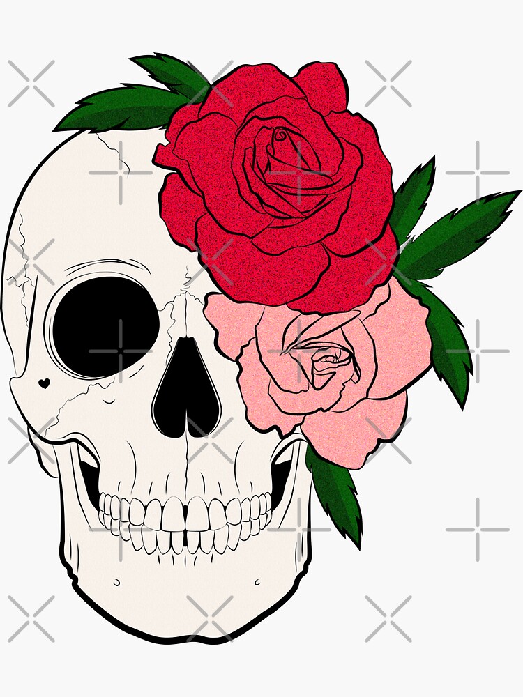 "Skull and Roses" Sticker for Sale by mm-arte | Redbubble