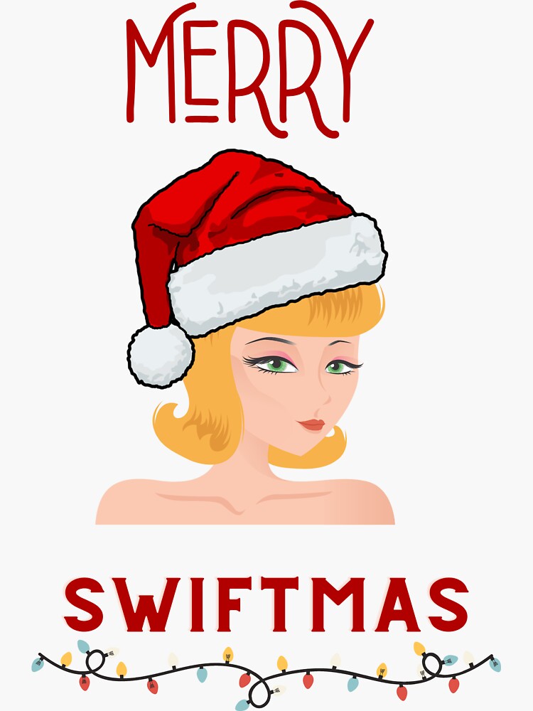 "Merry Swiftmas Christmas T-Shirt Design for Taylor Swift Fans" Sticker ...