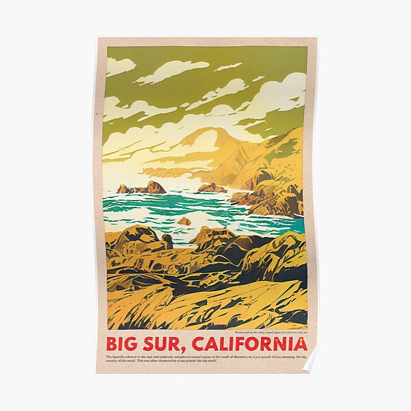 ""Travelfornia" Big Sur California Poster" Poster for Sale by Rory ...