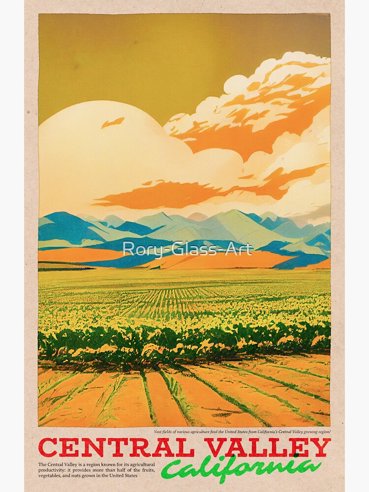 ""Travelfornia" Central Valley California Poster" Sticker for Sale by ...