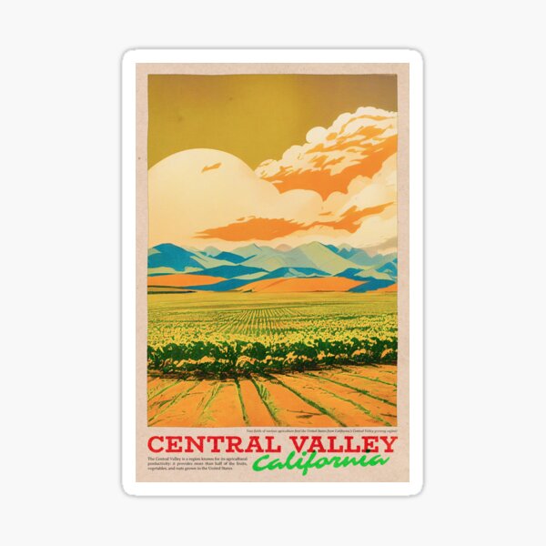 ""Travelfornia" Central Valley California Poster" Sticker for Sale by ...