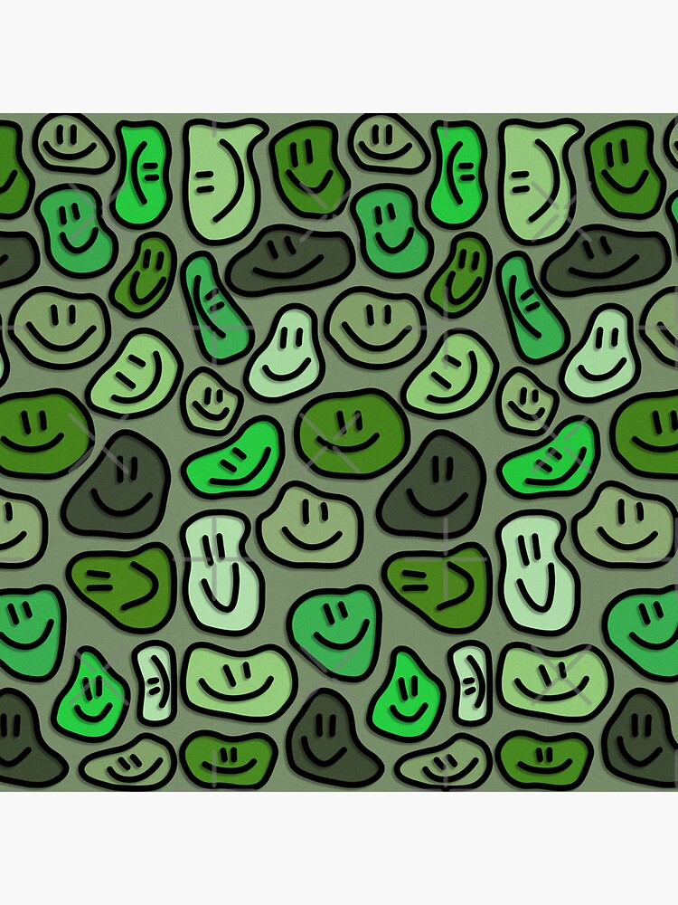"Green Distorted Smiley Faces" Sticker for Sale by Ayoub14 | Redbubble