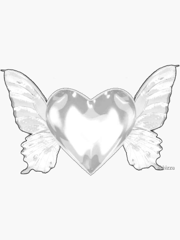 "heart angel wings white y2k" Sticker for Sale by ashizza | Redbubble