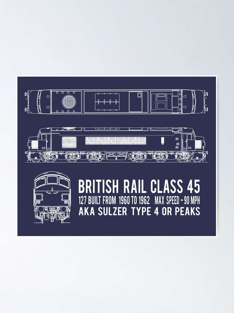 "British Rail Class 45 Sulzer Type 4 Peaks Locomotives Blueprint ...