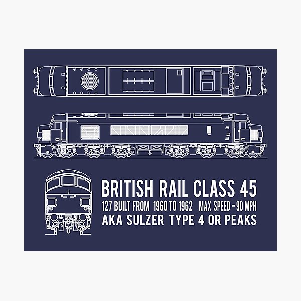 "British Rail Class 45 Sulzer Type 4 Peaks Locomotives Blueprint ...
