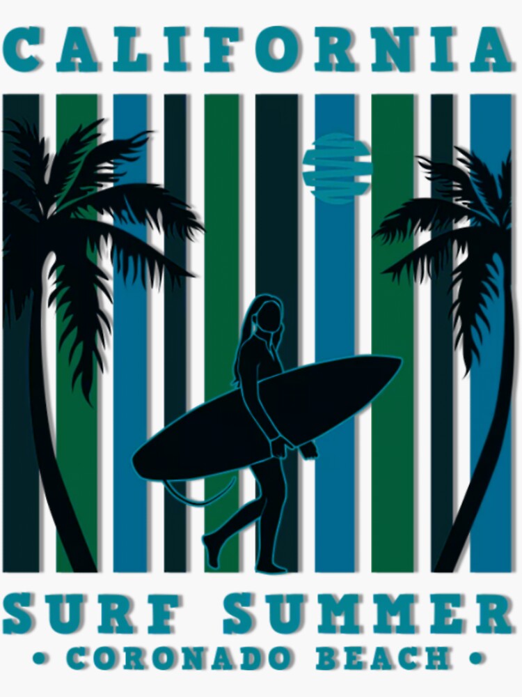"Coronado Beach Surfing " Sticker for Sale by TomOGotchi | Redbubble