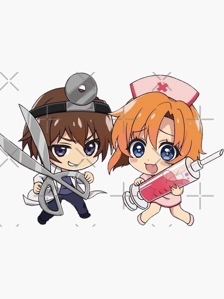 "Doctor keiichi and nurse rena" Sticker for Sale by Rockstar345 | Redbubble