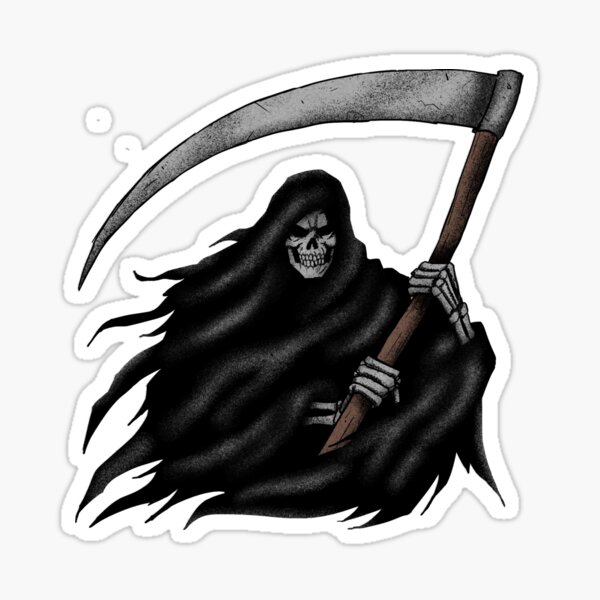 "Deadly skeleton carrying a scythe " Sticker for Sale by aubstore ...