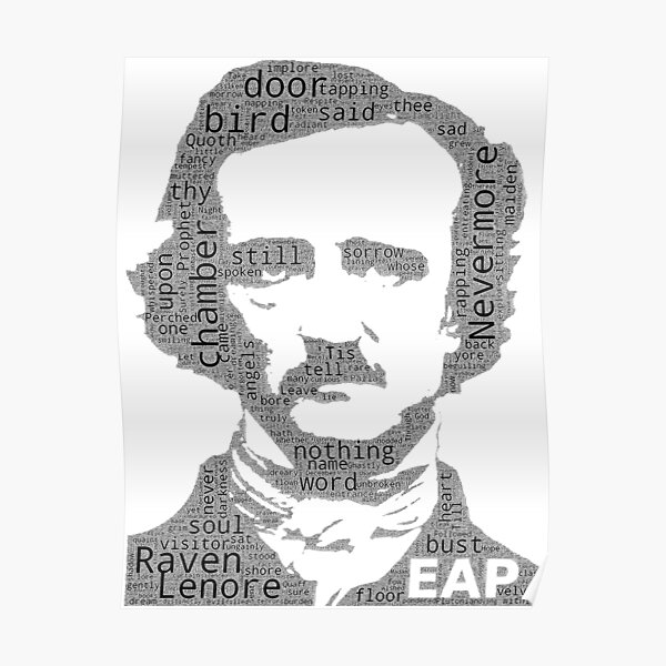 "Edgar Allan Poe "The Raven" Word Cloud" Poster for Sale by WordyCloud ...