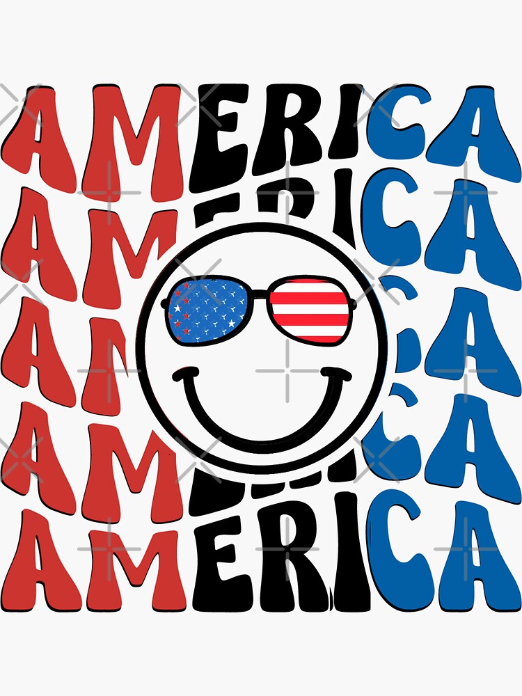 "America with smiley face" Sticker for Sale by Booksinstickers | Redbubble