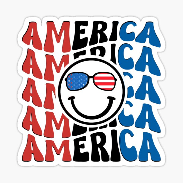 "America with smiley face" Sticker for Sale by Booksinstickers | Redbubble