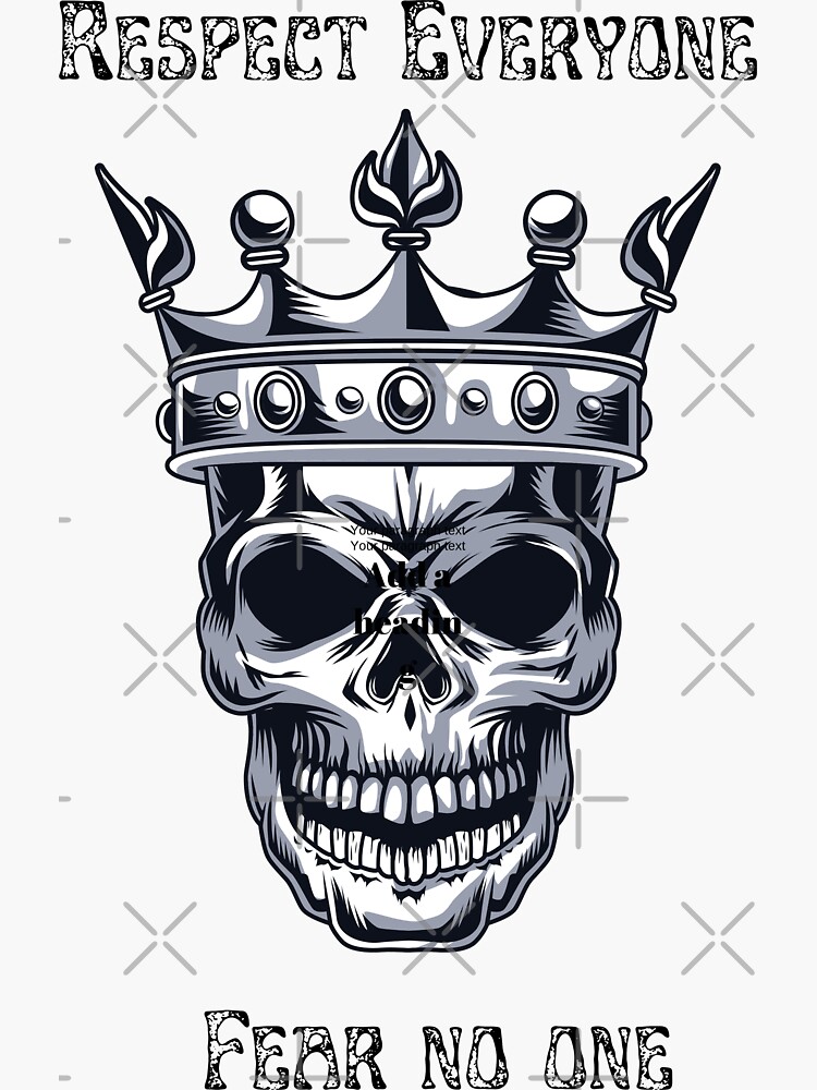 "BJJ Skull With Crown Laugh Smile Respect Everyone" Sticker for Sale by ...