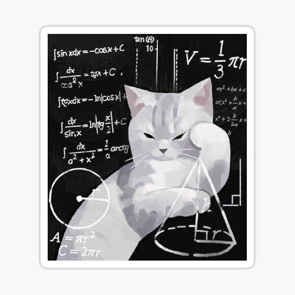 "thinking cat, mathematician" Sticker by NatiiHerre | Redbubble