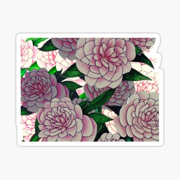 "BED Comforter- Japanese camellias light pink" Sticker for Sale by ...