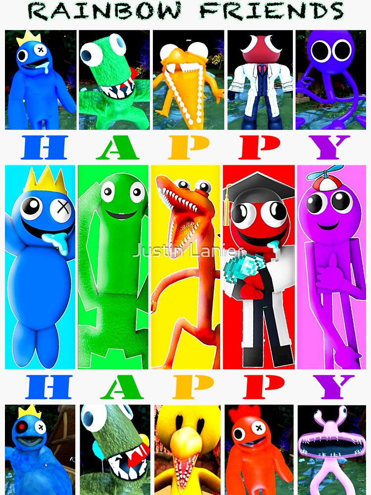 "Rainbow Friends Happy Happy" Sticker for Sale by DigitalZoro | Redbubble
