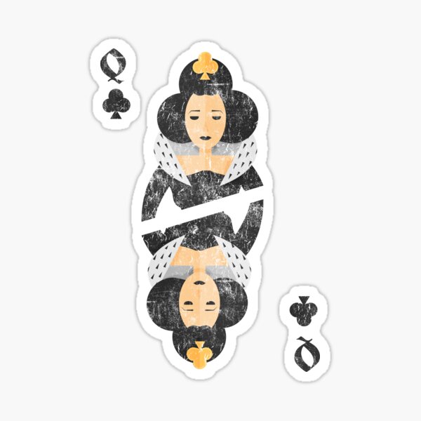 "Retro Queen of Clubs Playing Card" Sticker for Sale by vladocar ...