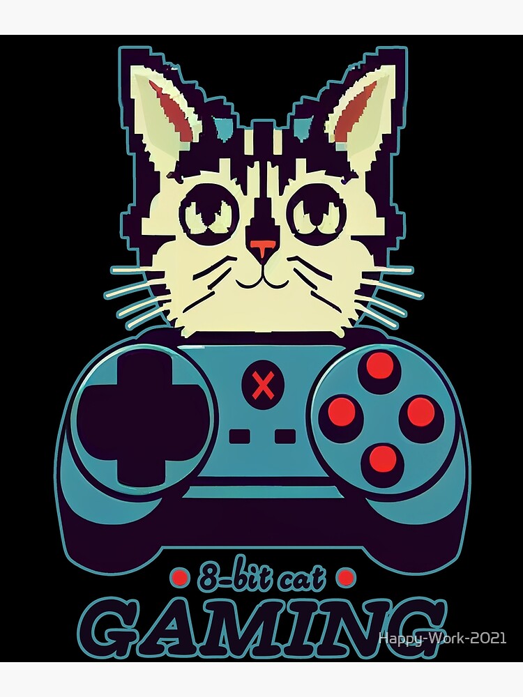 "8-bit Cat Gaming / Video Games / Animals / Pixels" Poster for Sale by Happy-Work-2021 | Redbubble