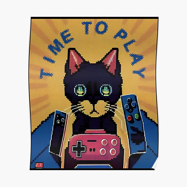 "Time to play - gaming cat / 8-bit pixels / video games / animals ...