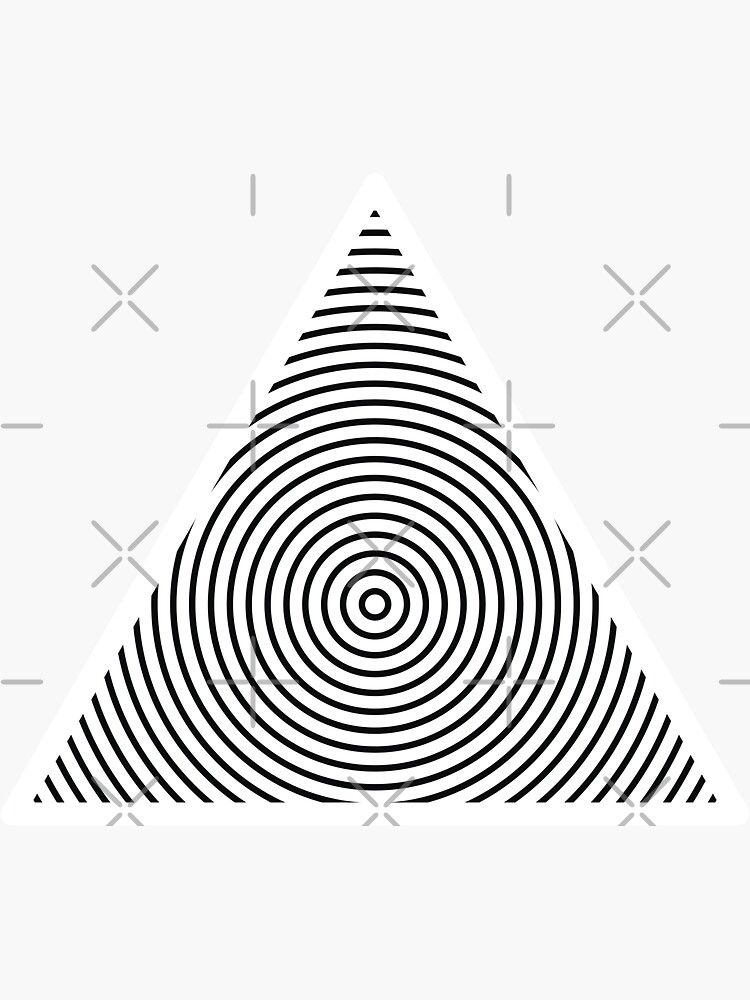 "circles inside a triangle illusion opt art black and white" Sticker ...