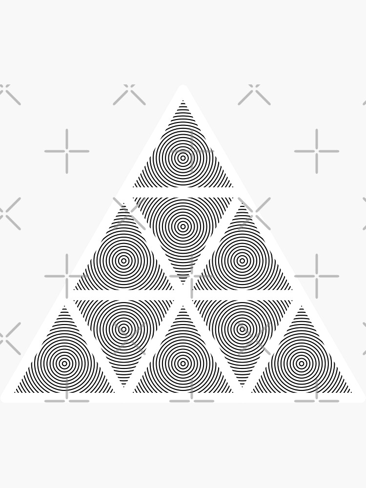 "circles inside various triangles illusion opt art black and white ...