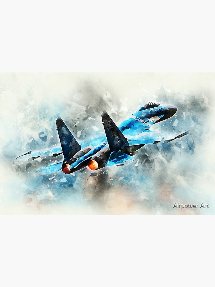 "Su-27 Flanker - Painting" Sticker by aviationart | Redbubble