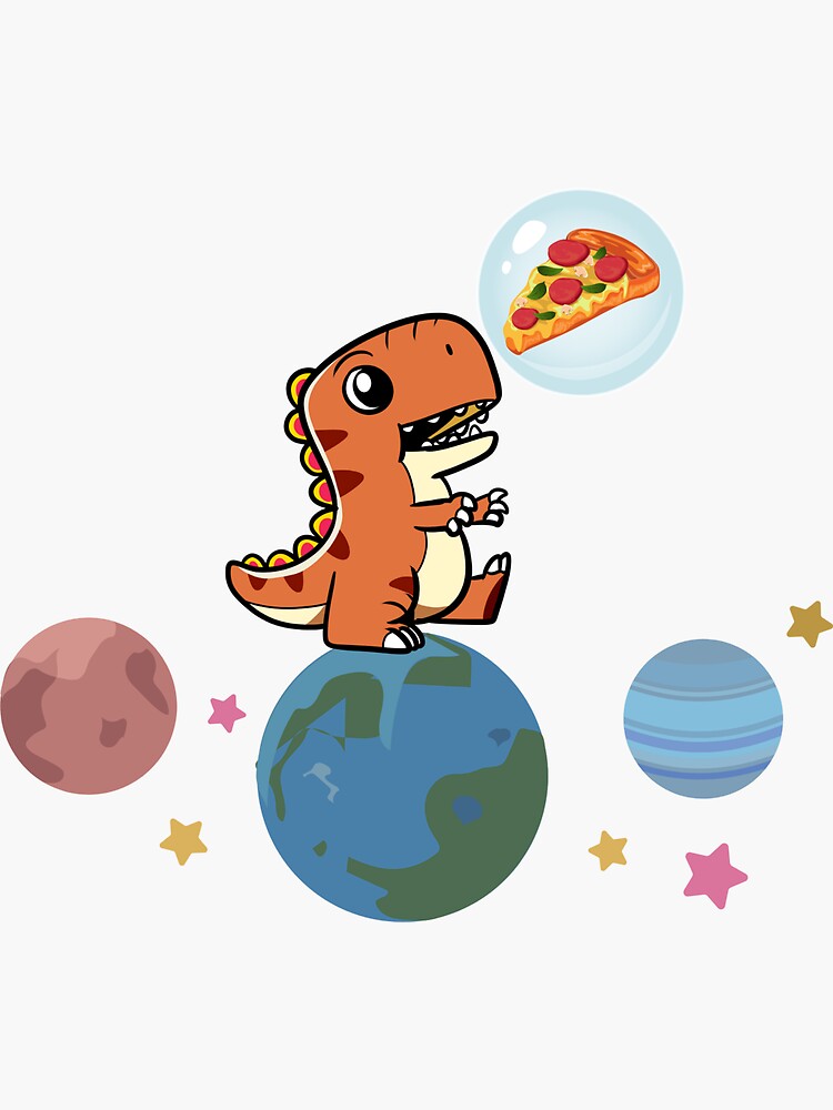"Pizzasaurus in space" Sticker for Sale by jojosfactory | Redbubble