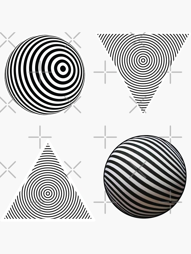 "spheres circles inverted triangle optical illusion opt art black and ...