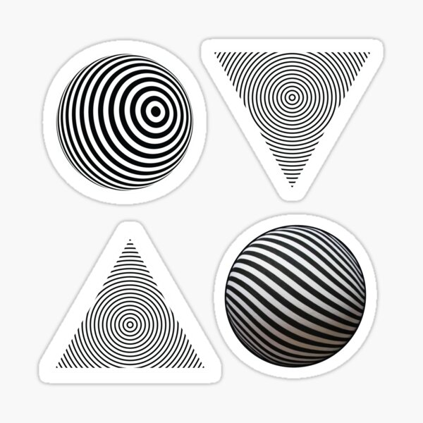 "spheres circles inverted triangle optical illusion opt art black and ...