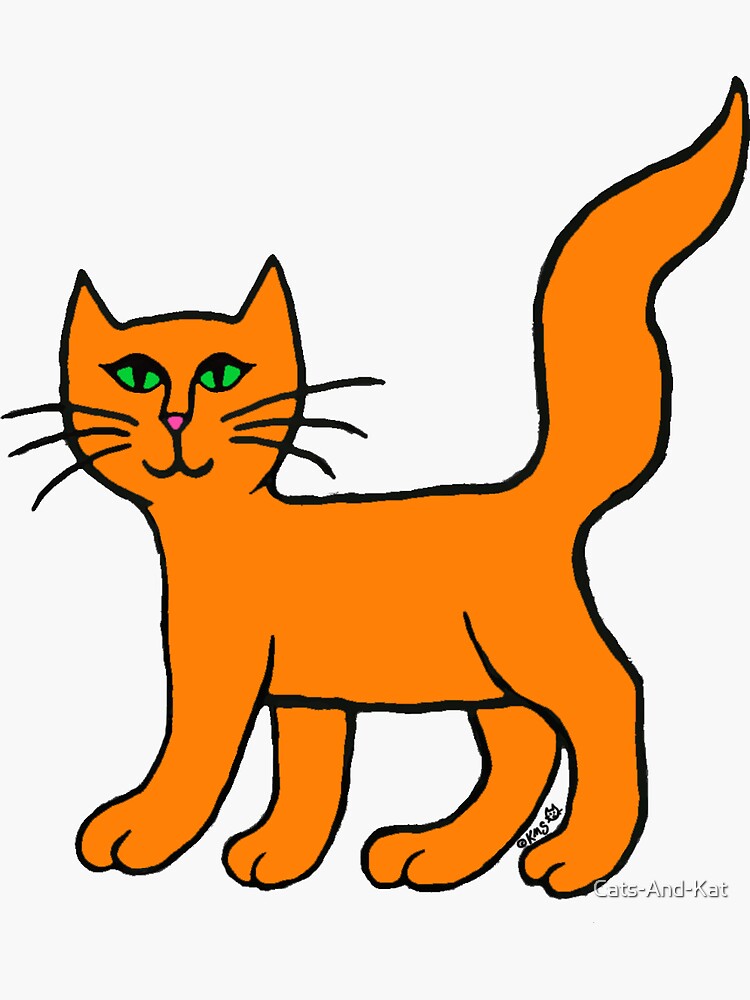 "Sweet Little Orange Cartoon Cat" Sticker for Sale by Cats-And-Kat ...