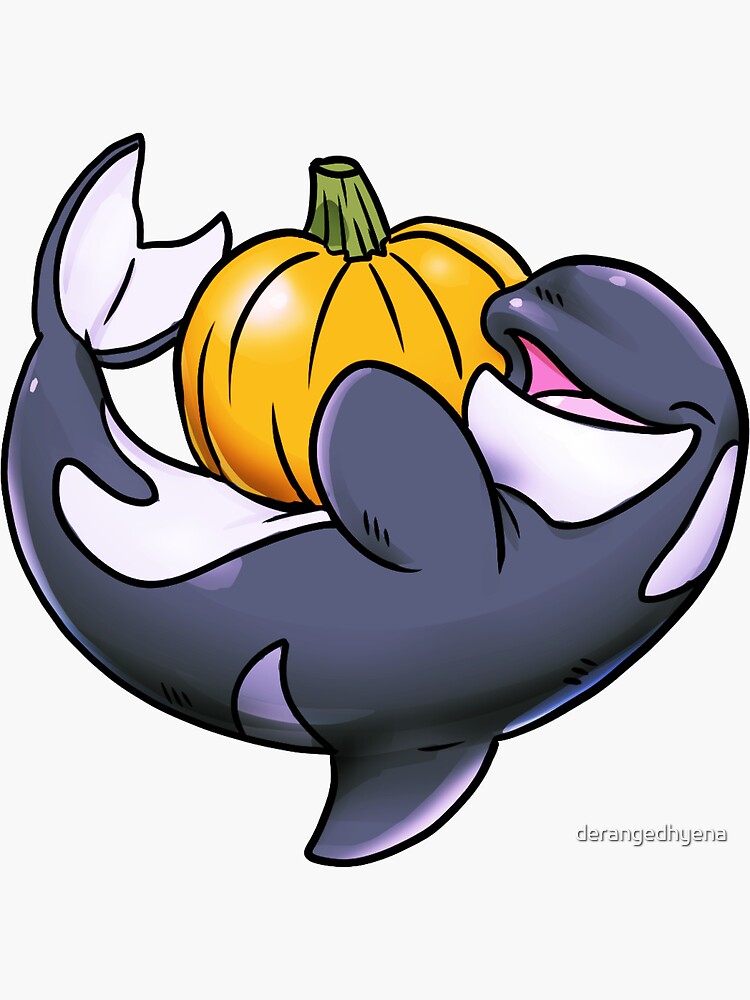 "Pumpkin Orca" Sticker by derangedhyena | Redbubble
