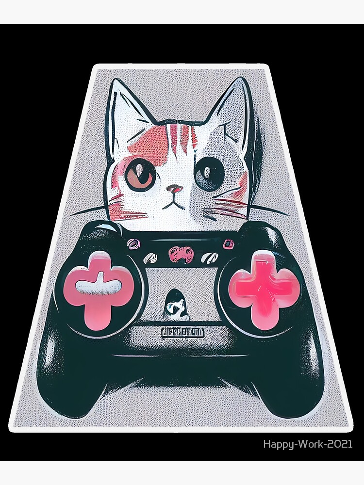 "Cute Gamer Cat / Video Game / Pet / Gamepad" Poster for Sale by Happy ...