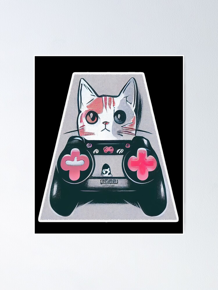"Cute Gamer Cat / Video Game / Pet / Gamepad" Poster for Sale by Happy ...