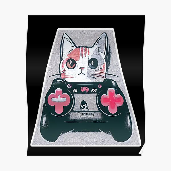 "Cute Gamer Cat / Video Game / Pet / Gamepad" Poster for Sale by Happy ...