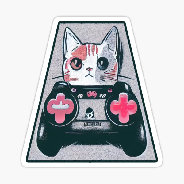 "Cute Gamer Cat / Video Game / Pet / Gamepad" Sticker for Sale by Happy ...