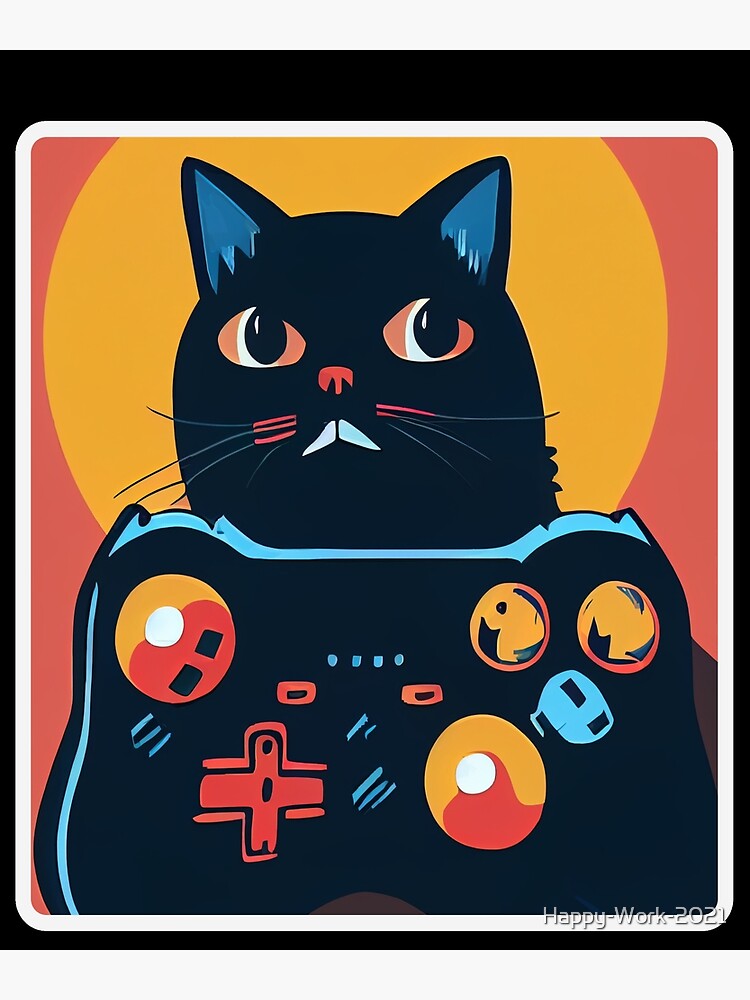 "Gaming Cat / Videogames / Cool & Funny / Wildlife / Gamepad" Poster ...