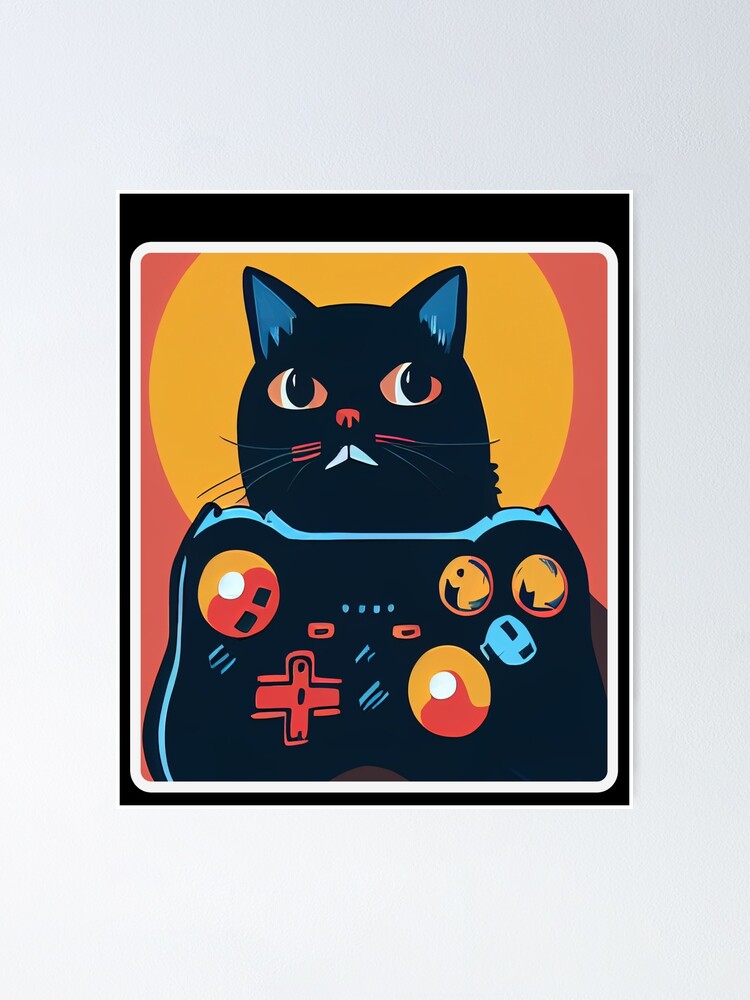 "Gaming Cat / Videogames / Cool & Funny / Wildlife / Gamepad" Poster ...