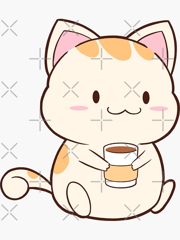 "Purrfect Coffee - Cute Cats" Sticker for Sale by DynieKid | Redbubble