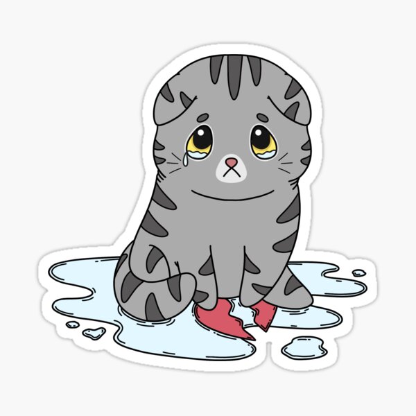 "Feline Sad" Sticker for Sale by kirstykartoons | Redbubble