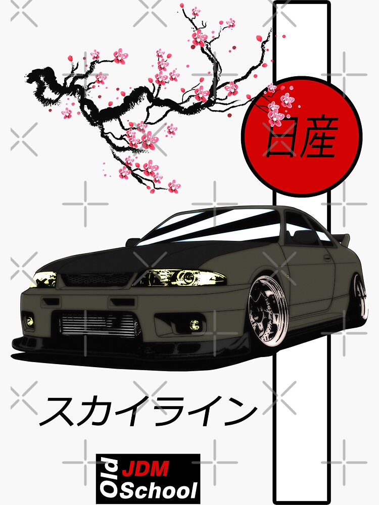 "JDM R33 Green Red Sun Edition" Sticker for Sale by oldschooljdm ...