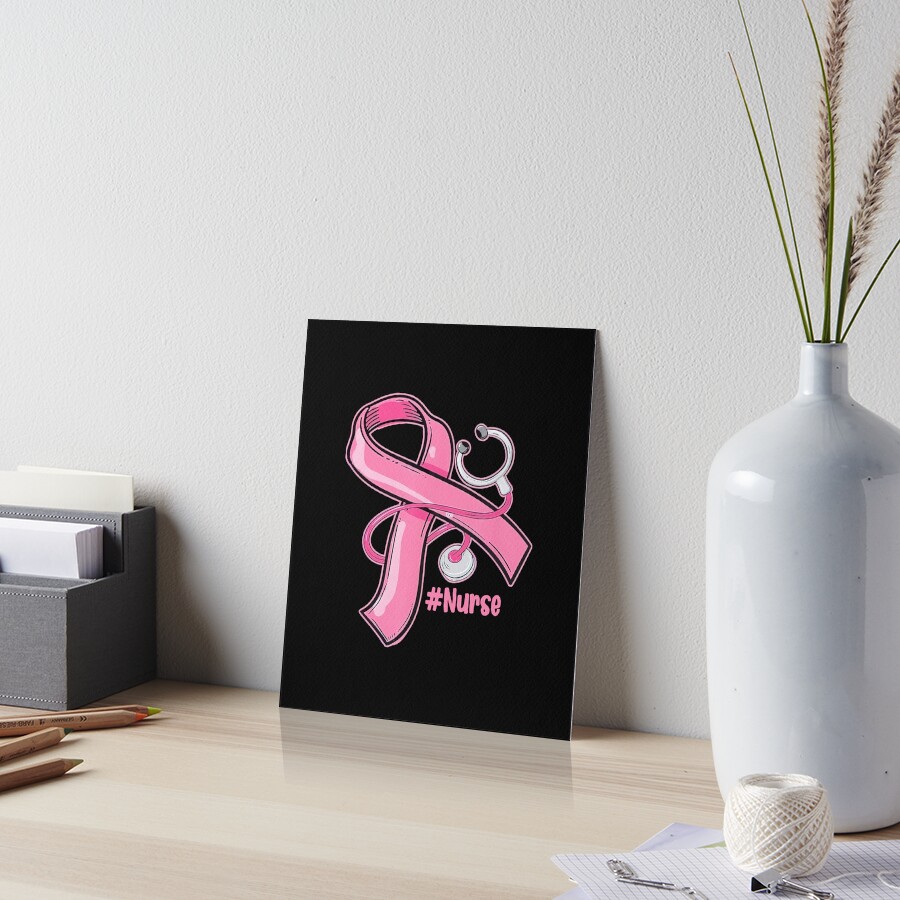 "Breast Cancer Awareness Nurse Stethoscope Pink Ribbon" Art Board Print ...