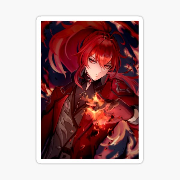 "Fire Diluc Ragnvindr Genshin Impact" Sticker for Sale by genshinwaifus ...