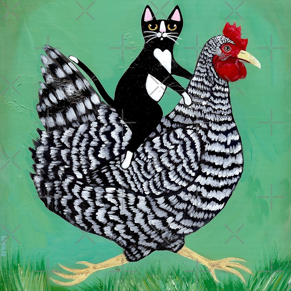 "Cat Riding a Chicken" by kilkennycat | Redbubble