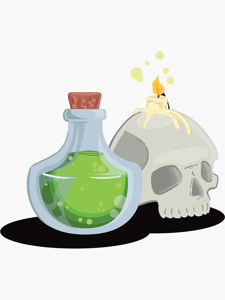 "bad poison potion with skull " Sticker for Sale by HalloweenMVibes ...