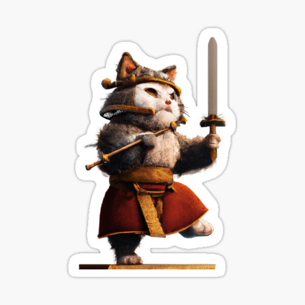 "Samurai Cat. Badass Ninja cat" Sticker for Sale by TechPointStyle ...